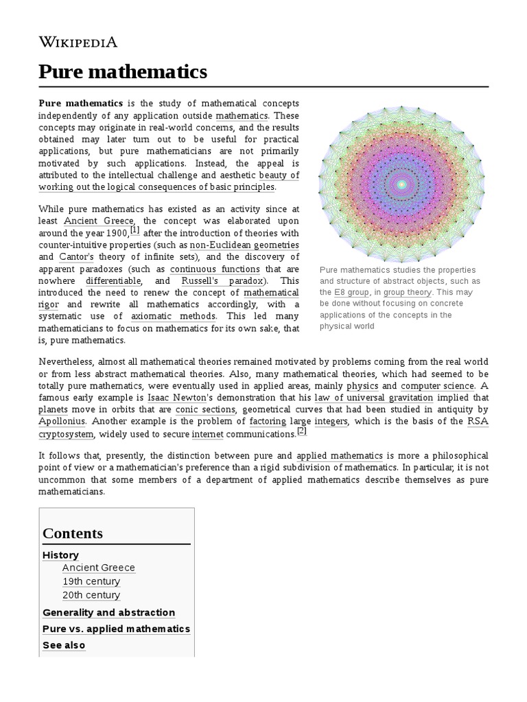 Pure Mathematics: Pure Mathematics Is The Study of Mathematical ...