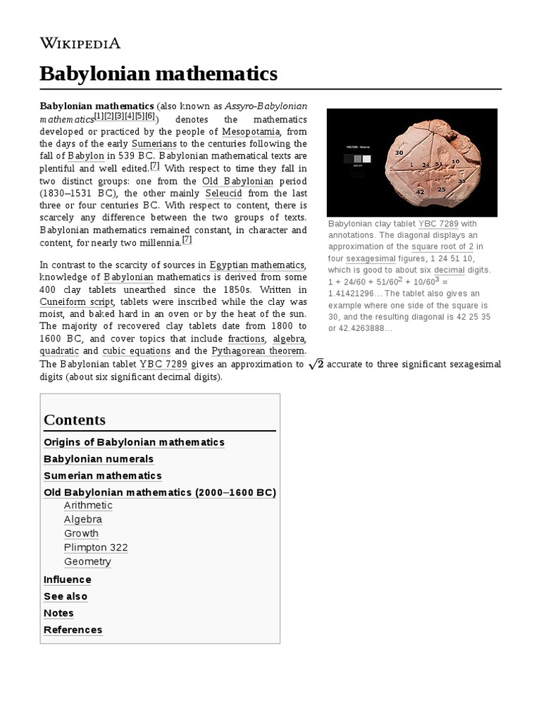 Babylonian Mathematics (Also Known As Assyro-Babylonian | Download Free ...