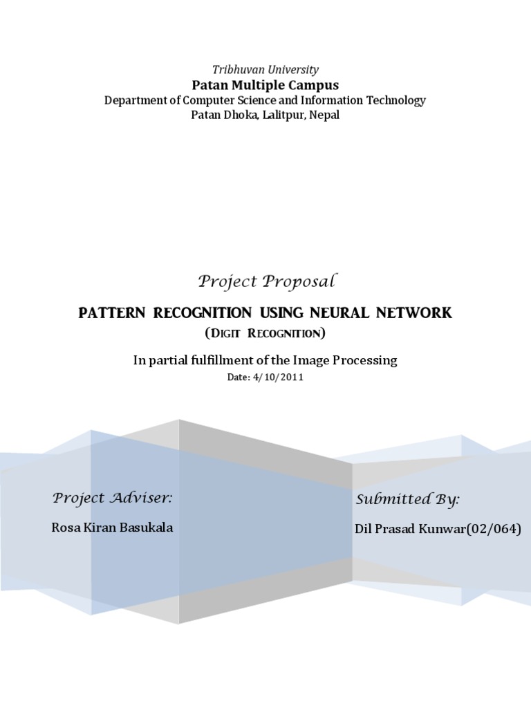 Pattern Recognition Using Neural Network Project Proposal For Image