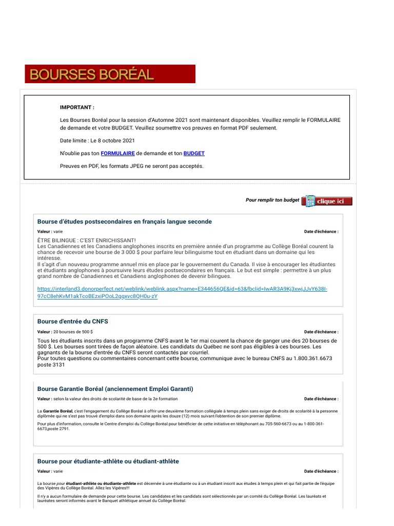 Collège Boréal - BOURSES BORÉAL! | PDF | Canada