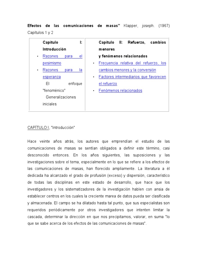 Klapper Cap 1 2 | PDF | Medios de comunicación en masa | Percepción