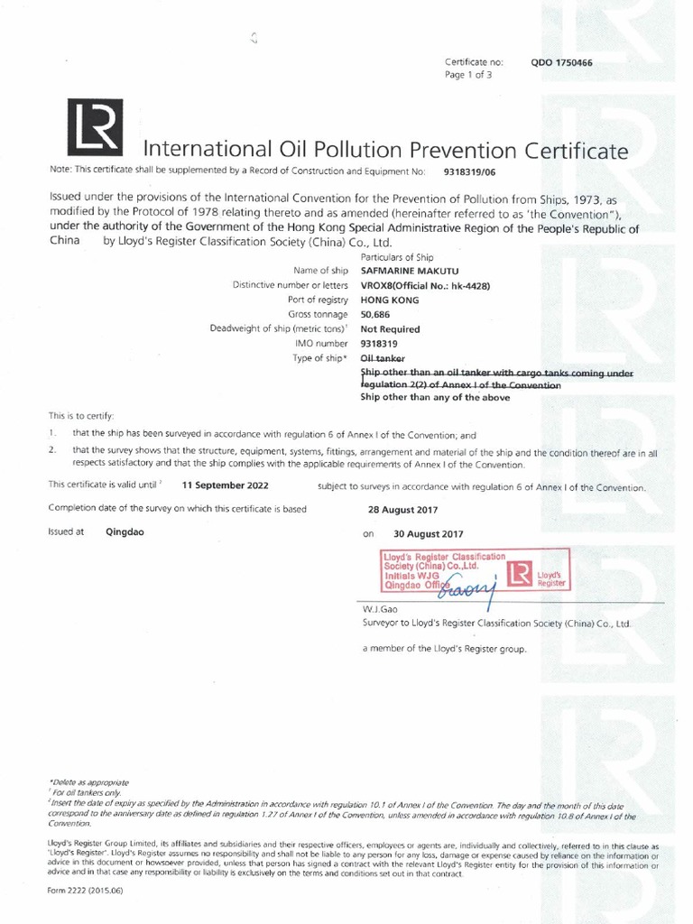 9.7 in Oil Pollution Prevention Cert | PDF