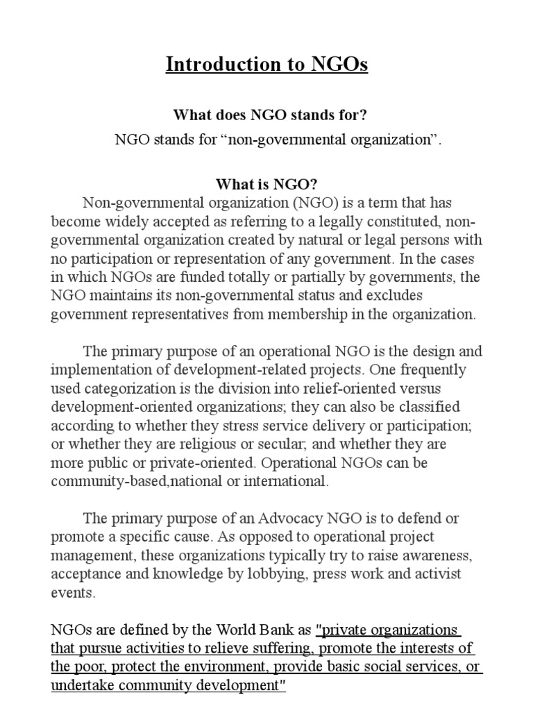 Introduction To Ngos: What Does Ngo Stands For? | PDF | Non ...