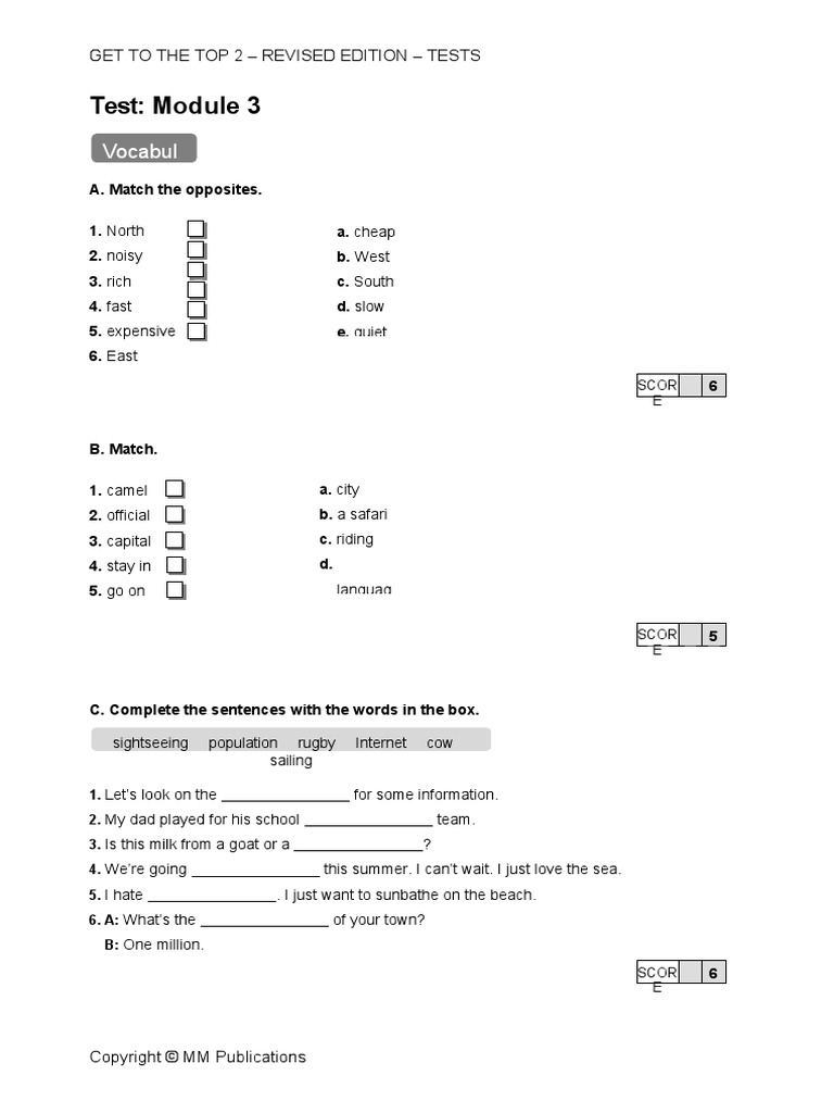 Get To The Top 2 - Revised - Test 3 | PDF