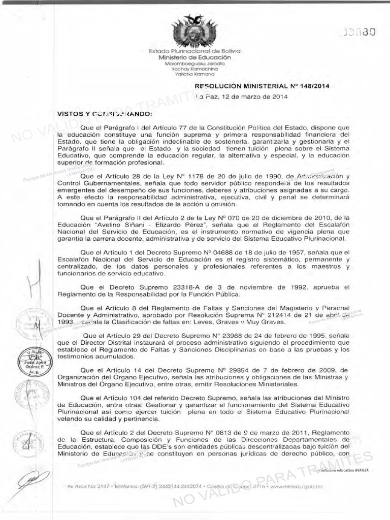 RM 148 - 2014 | PDF | Regulación | Maestros