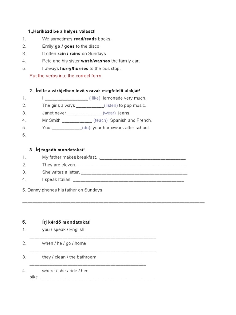 present simple test | PDF