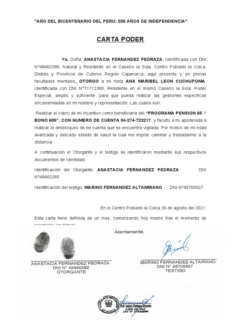 Carta Poder Simple | PDF | Derecho