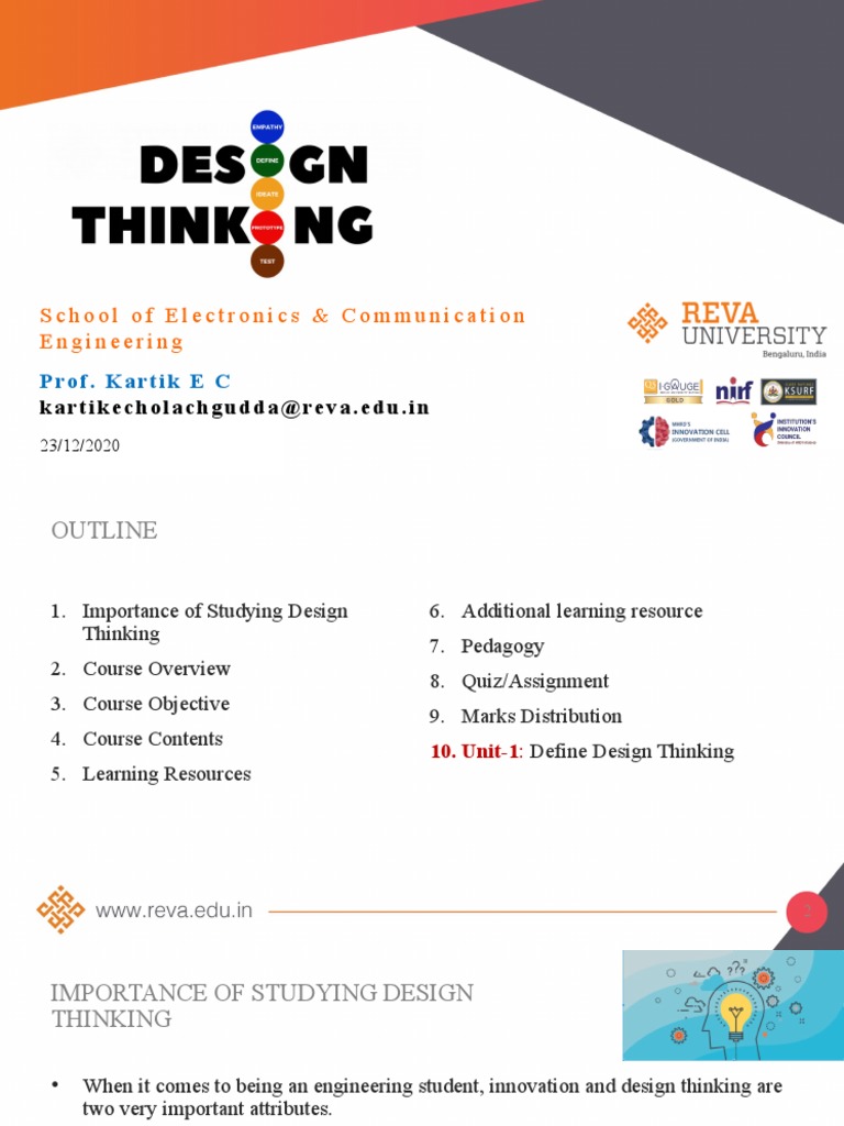 Lecture 1 1 Introduction To Design Thinking Course Pdf Design
