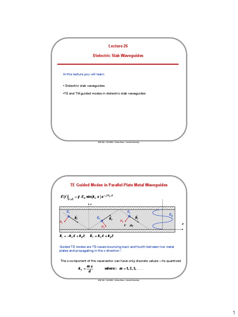 Dielectric Slab Waveguides: in This Lecture You Will Learn | PDF | Waveguide | Applied And ...