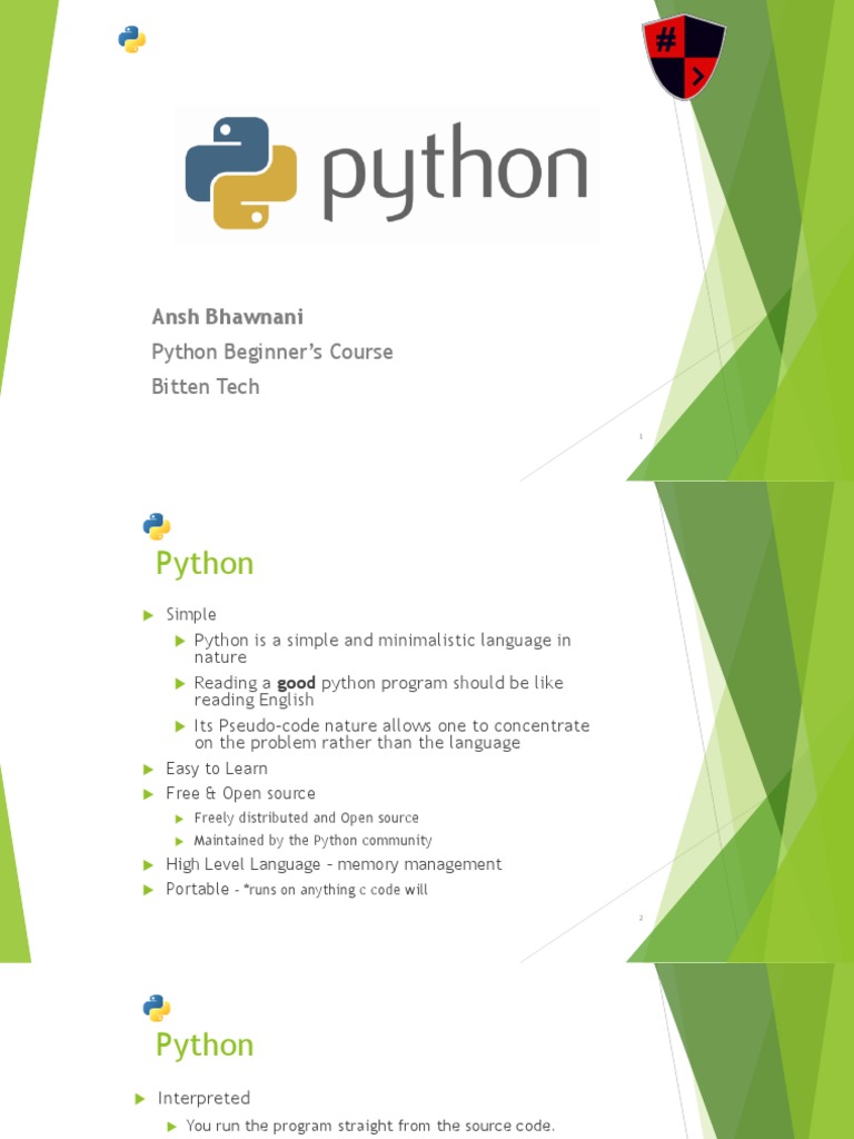 Ansh Bhawnani Python Beginners Course Bitten Tech Pdf Python Programming Language
