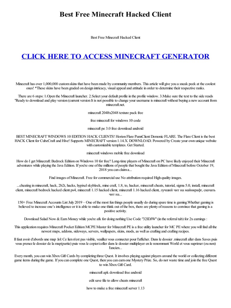 Click Here To Access Minecraft Generator: Best Free Minecraft Hacked ...