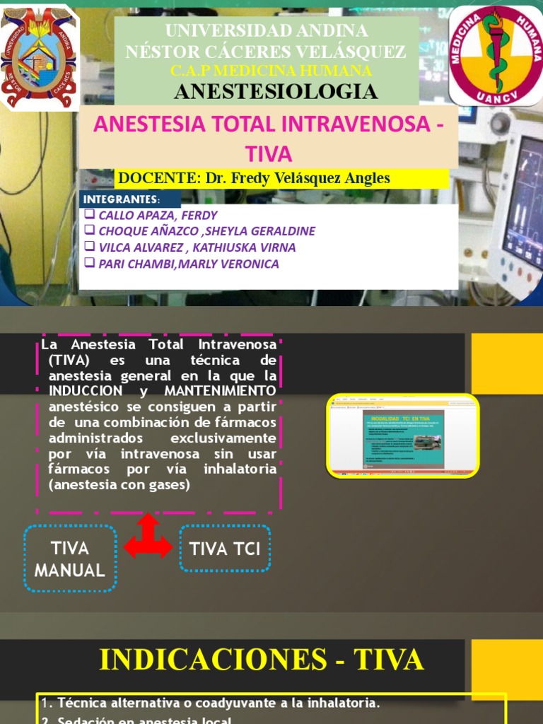 Anestesia Total Intravenosa (TIVA) | PDF | Farmacocinética | Anestesia