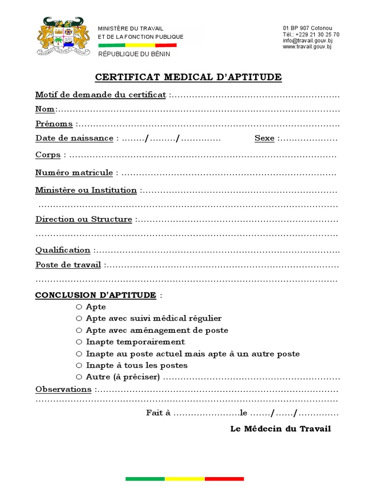 3 - Certificat Médical D'aptitude | PDF
