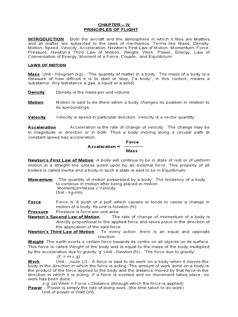 Principles of Flight and Motion Mechanics | PDF | Force | Acceleration