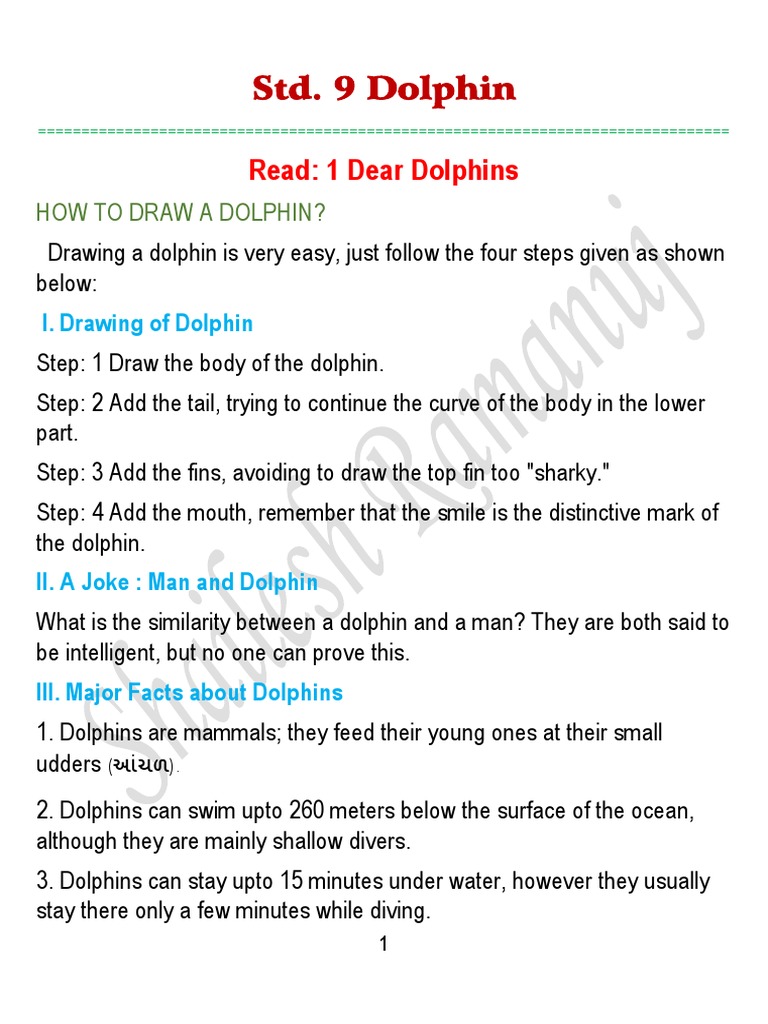 Std. 9 Dolphin Read 1 To 6 | PDF | Dolphin | Killer Whale
