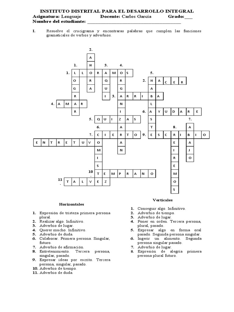 CRUCIGRAMA | PDF | Adverbio | Morfología
