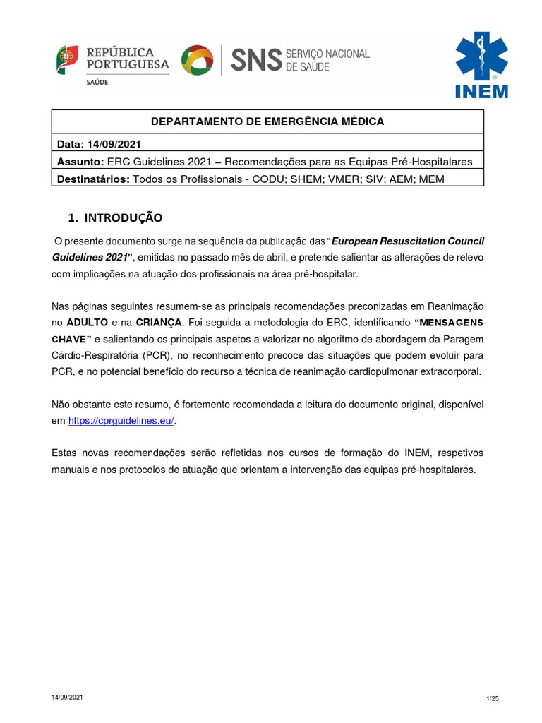 ERC Guidelines Recomendacoes | PDF | Reanimação cardiopulmonar | Choque ...