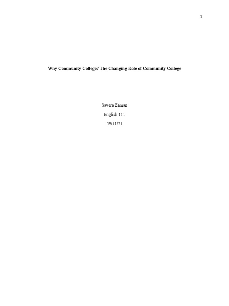 Why Community College? The Changing Role of Community College | PDF ...