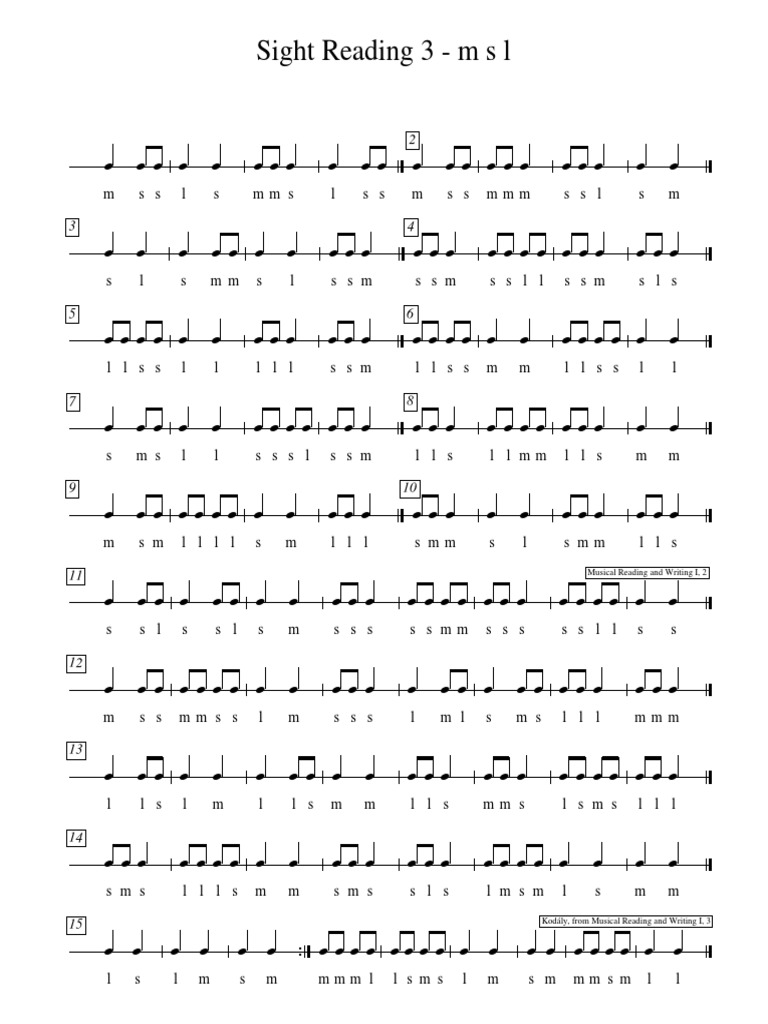 Sight Reading 3 - Musical Notation Practice | PDF