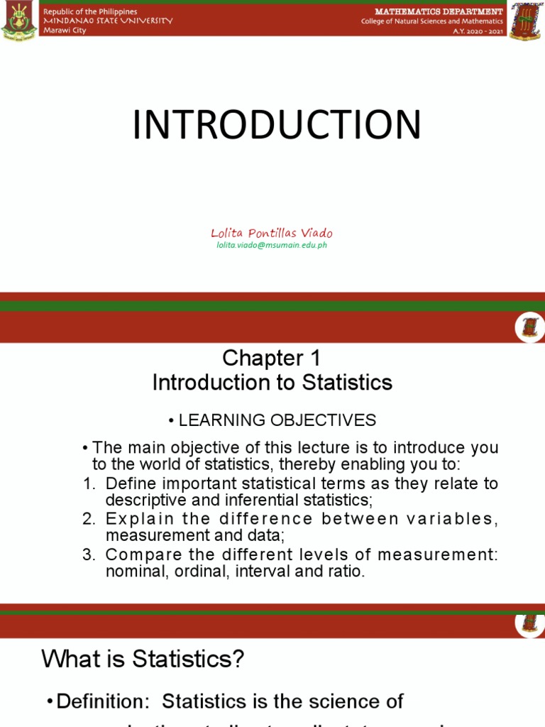 Introduction To Statistics | PDF | Level Of Measurement | Statistics