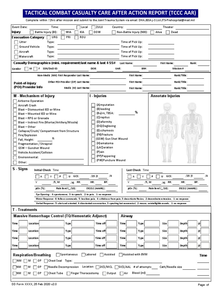 Tactical Combat Casualty Care After Action Report (TCCC Aar) | PDF ...