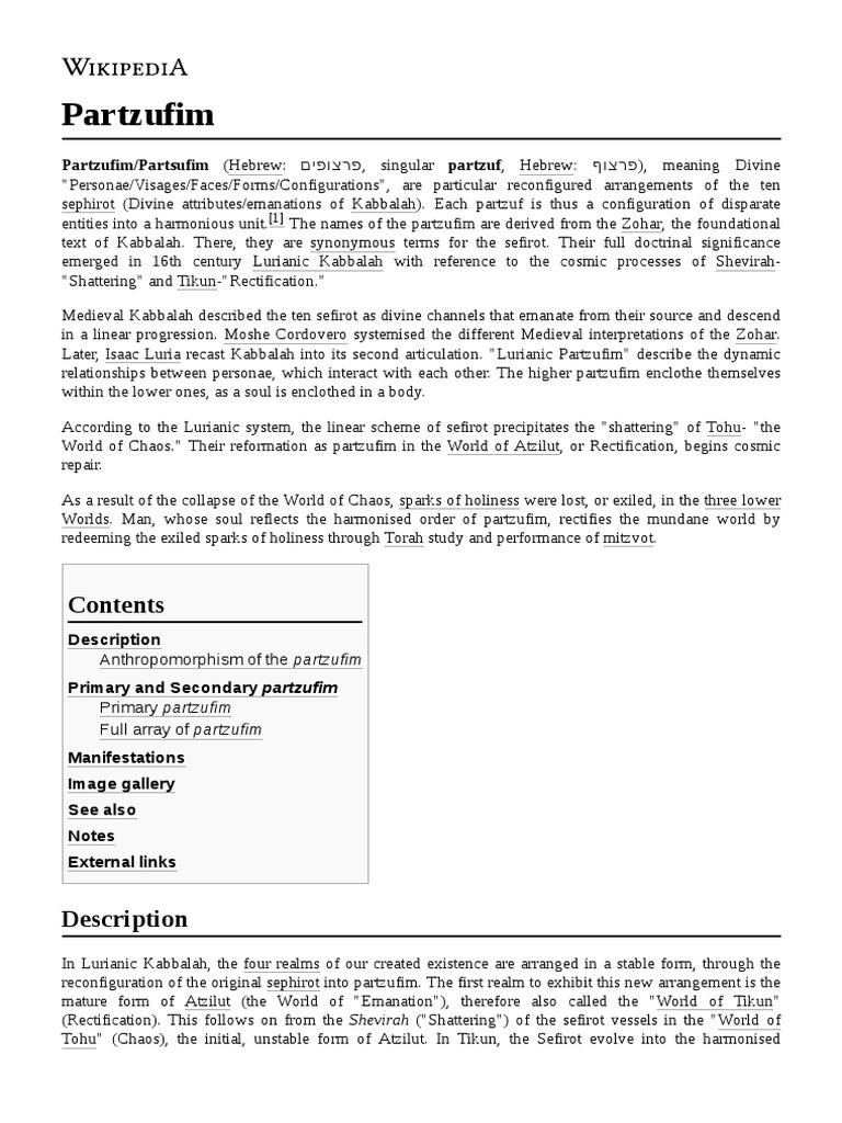 Partzufim/Partsufim (Hebrew | PDF | Esotericism | Kabbalistic Words And ...