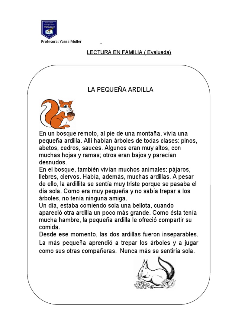 Lectura La Pequeña Ardilla. | PDF