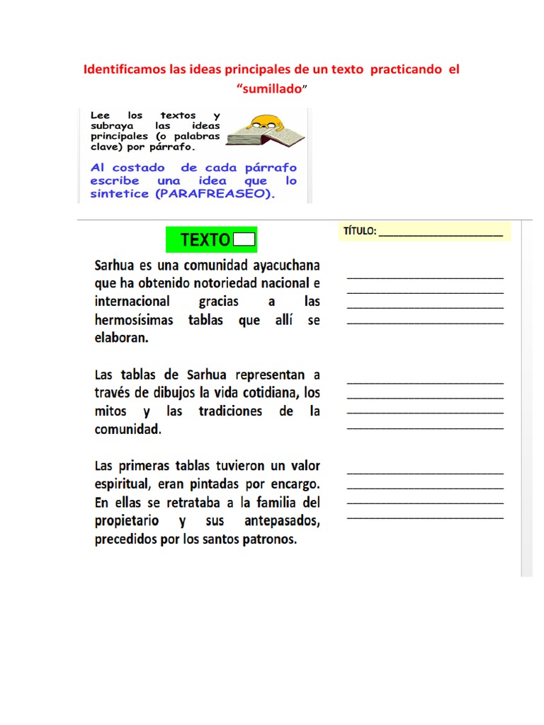 FICHA Identificamos Las Ideas Principales de Un Texto 03-09 | PDF