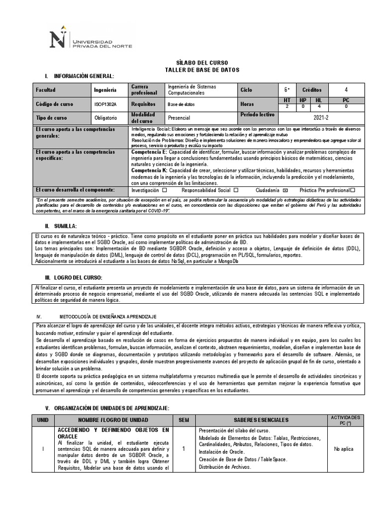 Silabo | PDF | Bases de datos | SQL