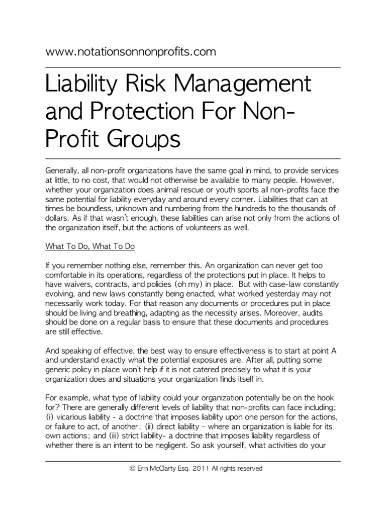 Liability Risk Management and Protection for Non-profits | Nonprofit ...
