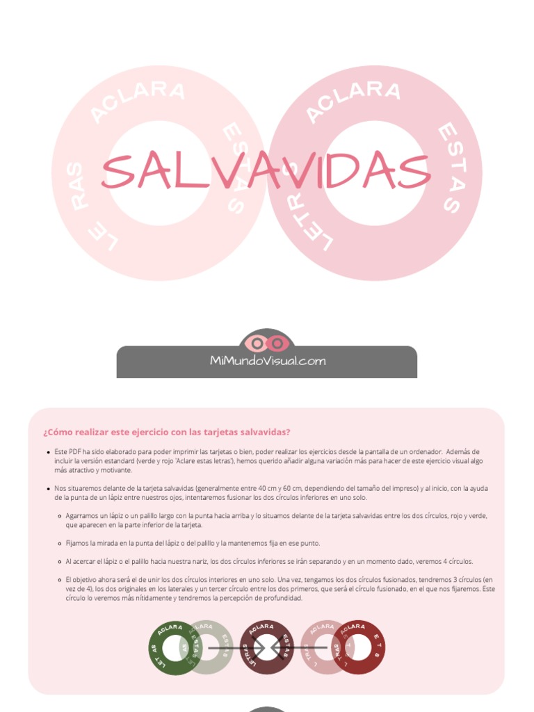 Ejercicios visuales con tarjetas salvavidas | PDF