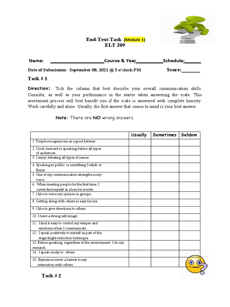 Assessing Communication Skills: Results from an Introspective ...