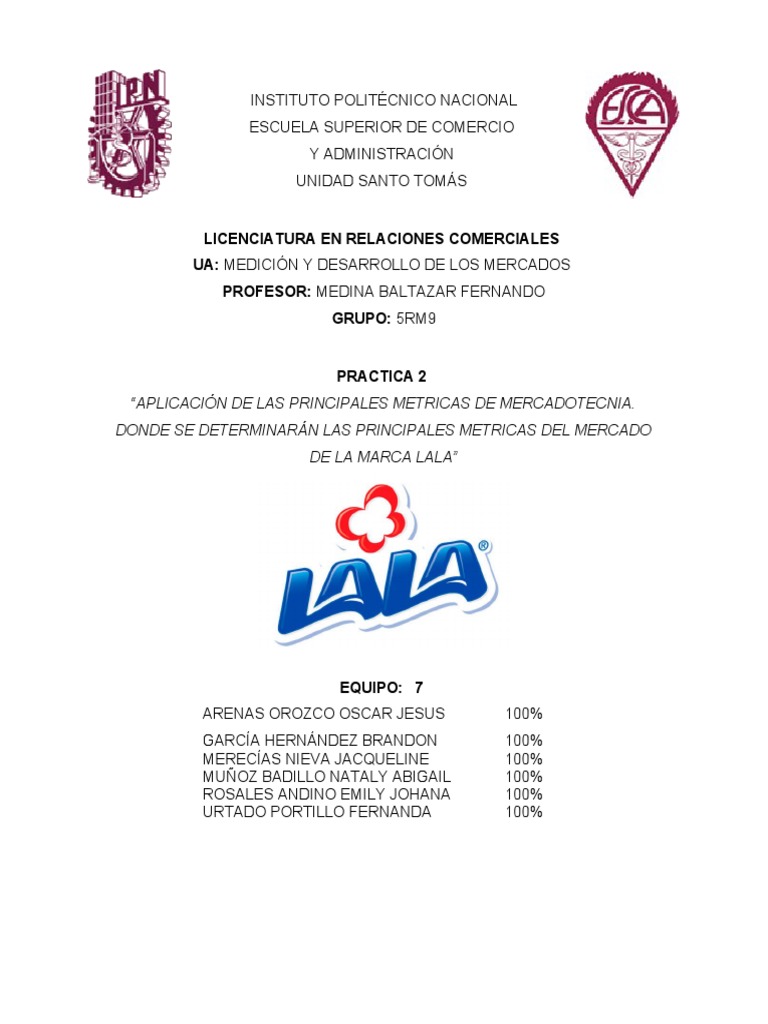 Practica 2 E7. | PDF | Leche | Marketing