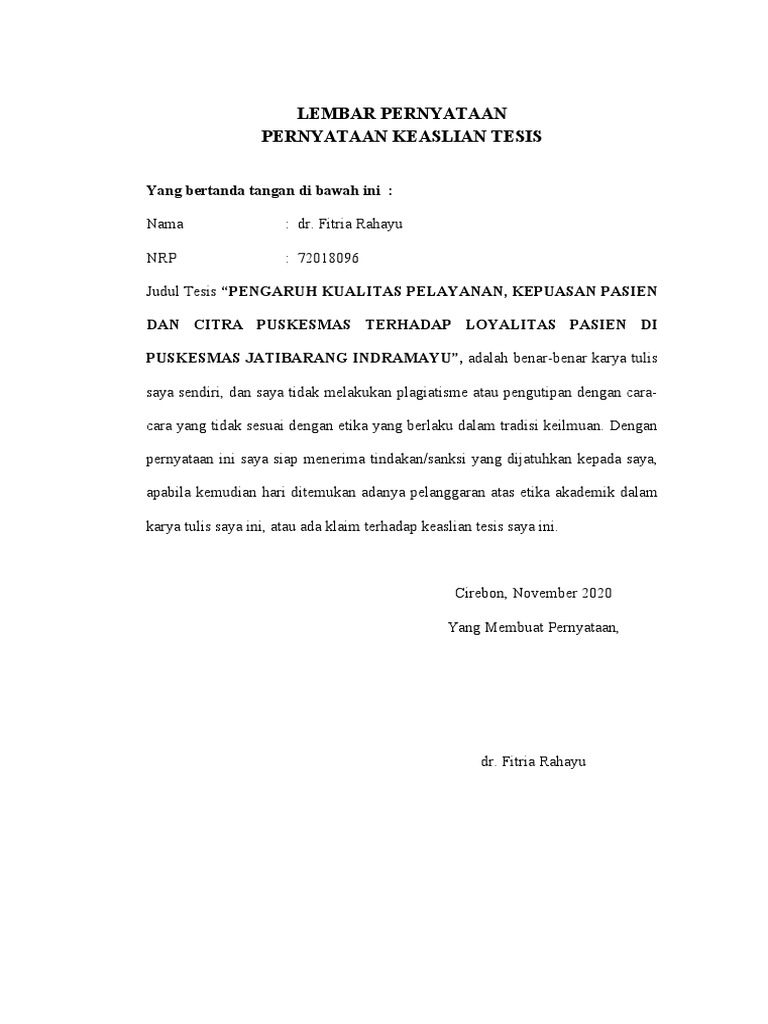 Contoh Cover Tesis s2 | PDF