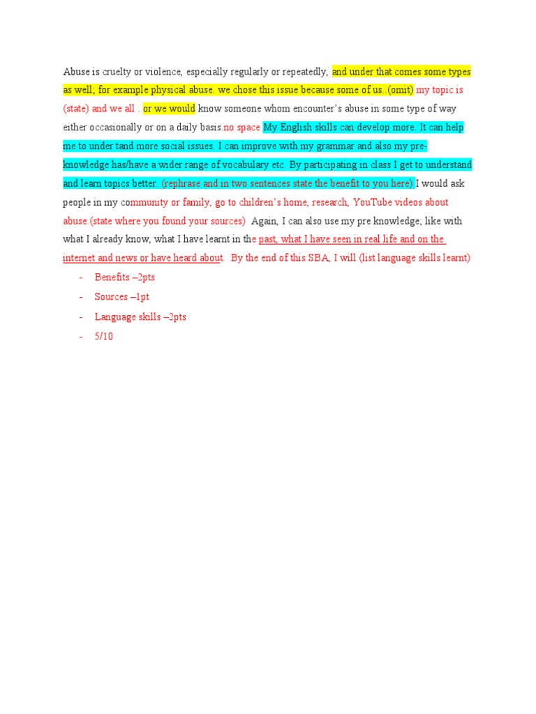 English Sba Poi | PDF