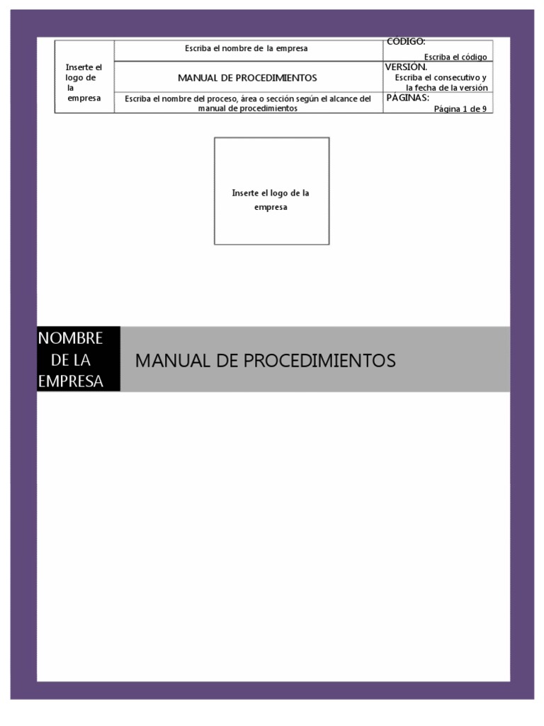 PDF Plantilla Manual de Procedimientosdoc | PDF
