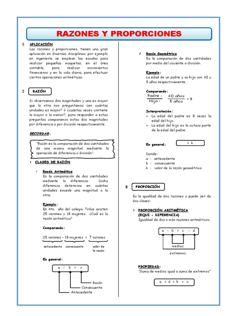 Razones y Proporciones | PDF | Proporción | Matemáticas