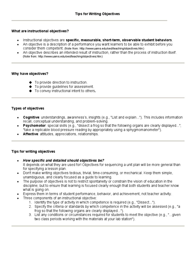 Writing Effective Instructional Objectives | PDF | Learning | Psychology