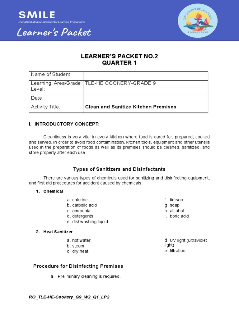 Learner'S Packet No.2 Quarter 1: Name of Student: Learning Area/Grade ...