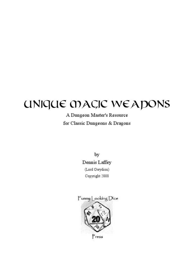 D&D - Unique Magic Weapons | PDF | Sword | Blade Weapons
