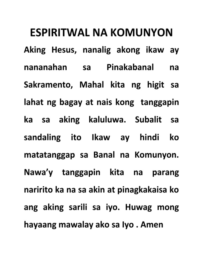 Espiritwal Na Komunyon | PDF