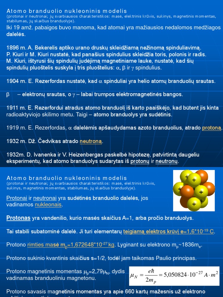 2.3.6 Atomo Branduolys Ir Jo Elementariosios Daleles 1 (Fizika - KTU ...