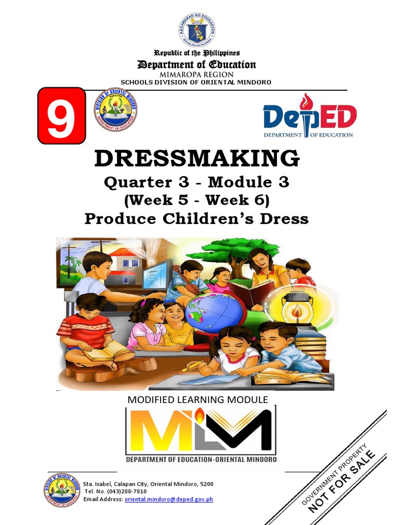 Dressmaking: Quarter 3 - Module 3 Produce Children's Dress | PDF | Seam (Sewing) | Skirt