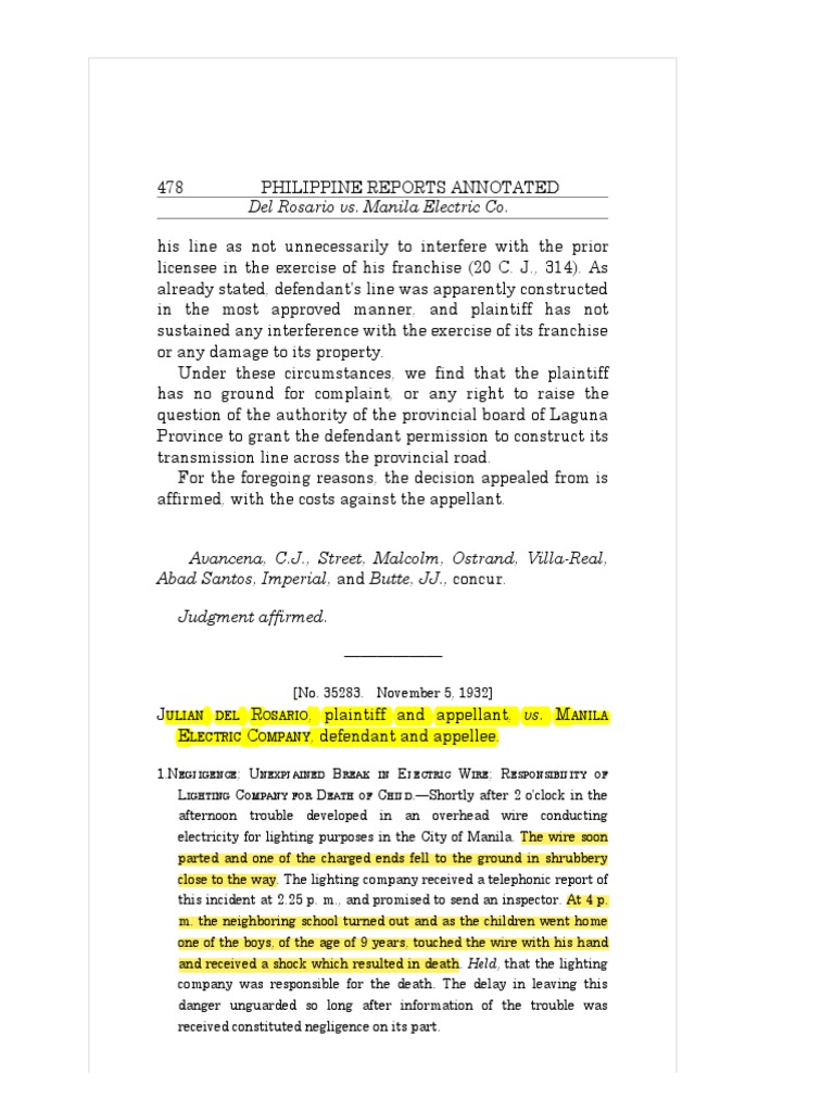 03 Del Rosario vs. Meralco | Download Free PDF | Negligence | Damages