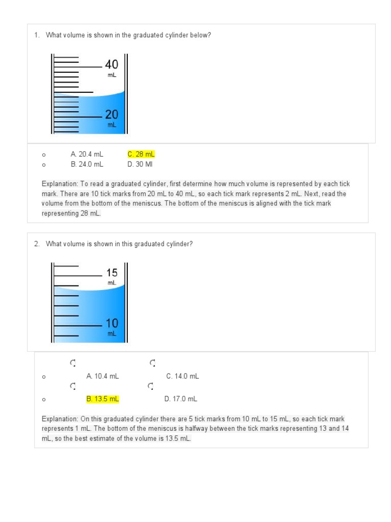 Measurement - Gizmo Answers | PDF | Litre | Mass