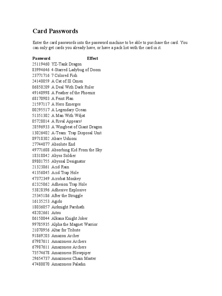Card Passwords: Password Effect | PDF | Nature