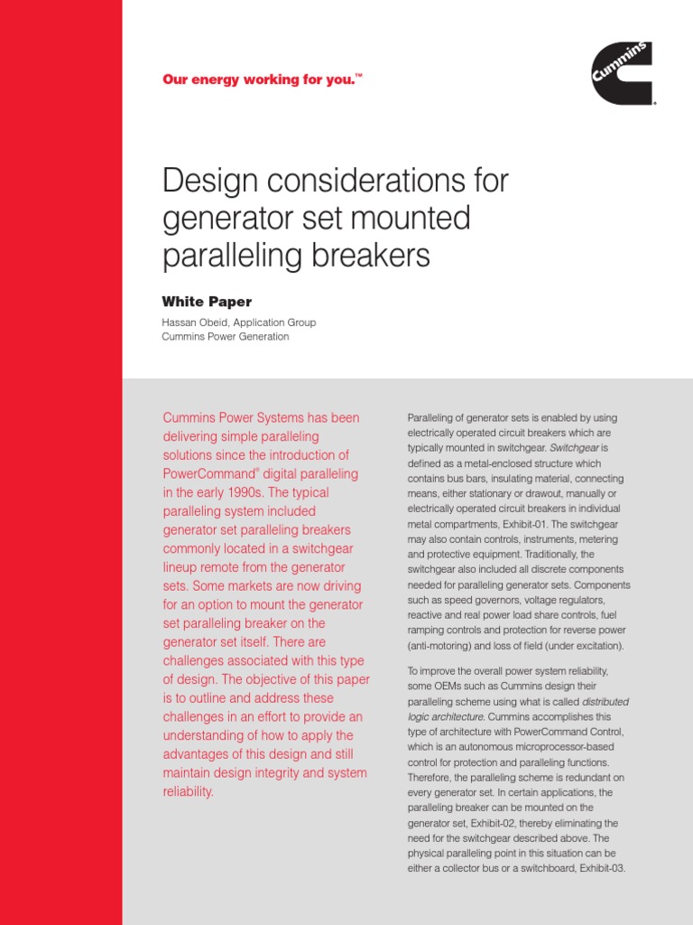 Design Considerations For Generator Set Mounted Paralleling Breakers ...