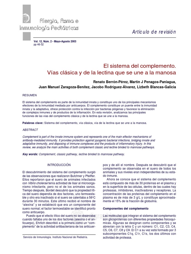El Sistema Del Complemento | PDF | Sistema complementario | Biología ...