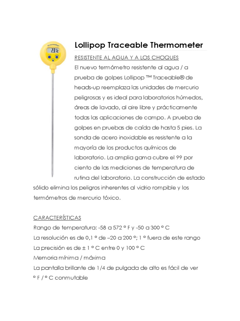 Lollipop Traceable Thermometer | PDF