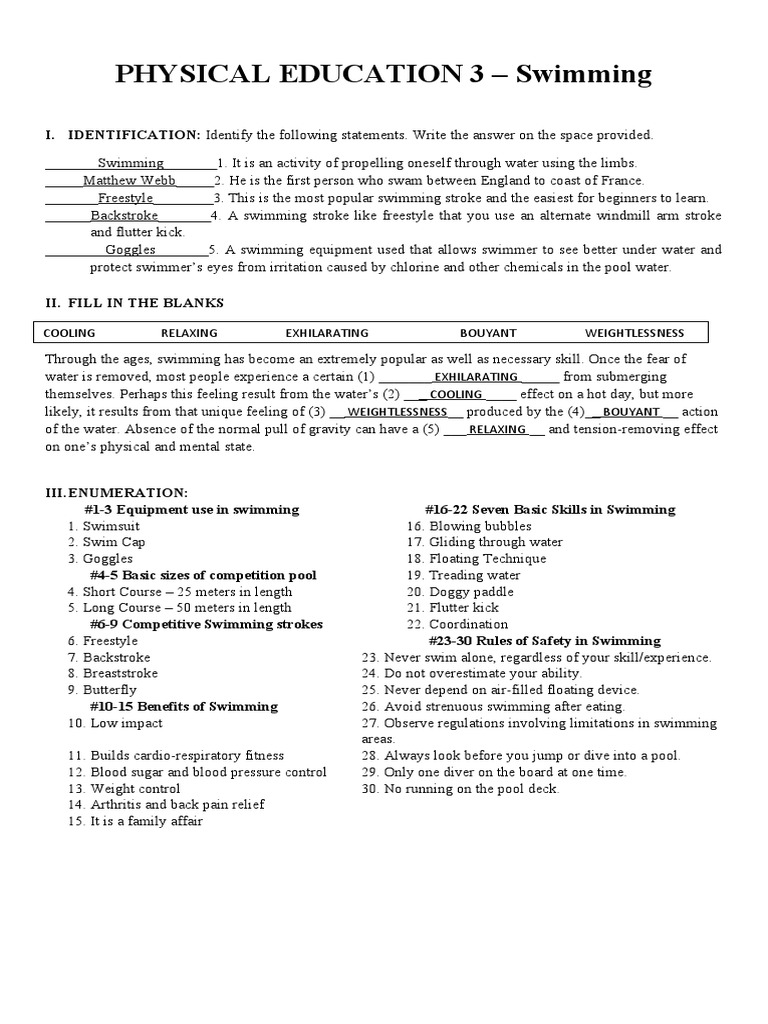 Swimming Basics and Safety Guidelines | PDF | Swimming | Swimming (Sport)
